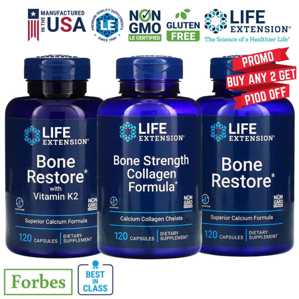 Life Extension Bone Restore Vitamin K2 Strength Collagen Formula 120 C ...